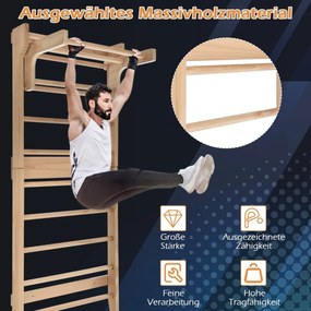 Costway Fyzioterapeutický a gymnastický žebřík s 10 pevnými příčkami Nástěnná