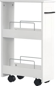 kleankin Úsporný Kuchyňský Vozík, Designový Koupelnový Vozík, Víceúčelový, Úsporný, MDF Dřevěné Police, Otáčecí Kolieska a Rukojeť, 42,5x20,3x66,7cm,