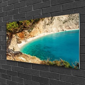 Obraz na skle Záliv Moře Skály Pláž 120x60 cm