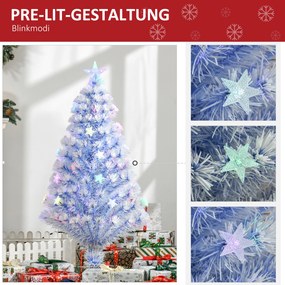 HOMCOM Umělý vánoční stromek 120 cm, umělý vánoční stromek se skelnými vlákny a LED osvětlením, 130 hrotů, vánoční stromek včetně ocelového stojanu d…