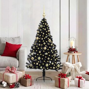 Umělý osvětlený vánoční stromeček Černá 150 cm PVC 3397132