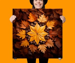 Plakát - Mandala podzimní listí FeelHappy.cz Velikost plakátu: 120 x 120 cm