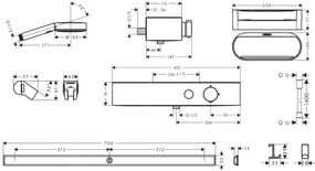 Hansgrohe WallStoris, Set sprchové hlavice 105, 3 proudy, termostatu a koupelnových doplňků, matná bílá 24250700