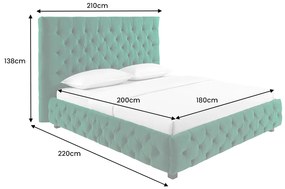 Designová postel Laney Chesterfield 180 x 200 cm zelený samet