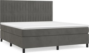 Box spring postel s matrací tmavě šedá 180x200 cm samet 3143158