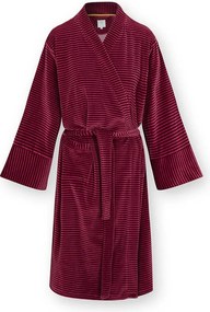 Pip Studio Naomi Kimono Velvet Little Sumo Stripe, červeno-růžové (Bavlněné sametové kimono)