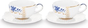Pip Studio Royal White sada 2 ks espresso šálků s podšálky 100ml, bílá