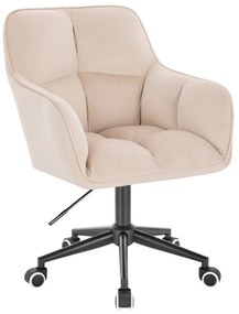 LuxuryForm DESIGN Otočné křeslo AMALFI VELUR na černé podstavě s kolečky - krémové