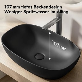 černé keramické umyvadlo BRUSSEL DU104B 60cm Velikost: 600x385x135mm