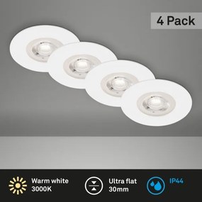 Brilo - SADA 4x LED Koupelnové podhledové svítidlo LED/4,9W/230V IP44 bílá