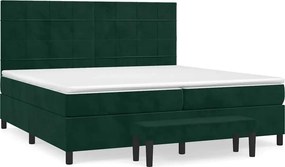 Box spring postel s matrací tmavě zelená 200x200 cm samet 3137866