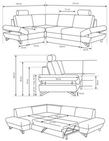 Rozk. rohová čalouněná sedací souprava s úlož. prostorem do L AVESTA pravá modrá