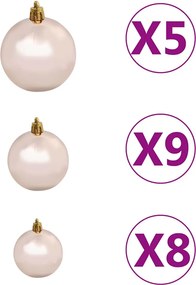 Umělý vánoční stromek s LED a sadou koulí 150 cm zelený 3077640