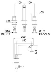 Sapho - Umyvadlová baterie 3-otvorová TURSI matná černá