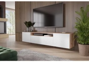 Závěsný televizní stolek RTV Neo 200 cm Dub artisan - bílá