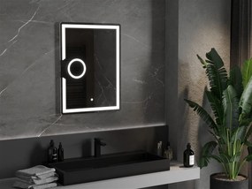 Mexen Onyx, LED koupelnové zrcadlo s podsvícením a kosmetickým zrcátkem 60x80 cm, 6000K, ochrana proti zamlžování, 9813-060-080-611-00