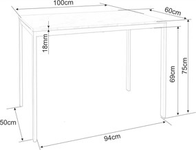 Jídelní set 1 + 4, stůl RAMOD bílá/dekor dub + židle OSAKA bílá