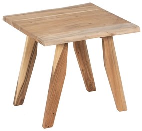 BigBuy Home Postranní stolek z akátového dřeva - Malý, přírodní, rozměry 50 x 50 x 46 cm