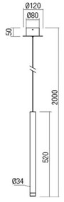 Redo 01-2044 závěsné LED svítidlo Madison saténová měď, 4W, 3000K, 200cm
