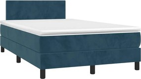 Box spring postel s matrací a LED tmavě modrá 120x190 cm samet 3270145