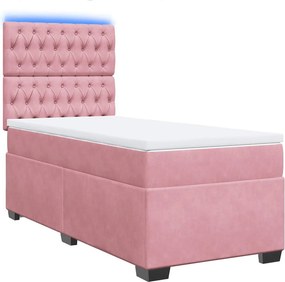 Box spring postel s matrací růžová 100x200 cm samet 3293145