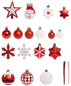 Tutumi, vánoční ozdoby na stromeček 78ks SYSD1688-113, červená-bílá, CHR-08415