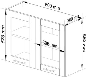 Horní kuchyňská skříňka OLIWIA W80 H580 bílá / beton