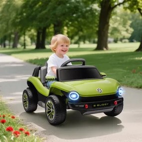 AIYAPLAY elektrické dětské auto pro děti od 3 let Volkswagen E-Buggy 12V s dálkovým ovládáním 2,4 GHz, odpružená zelená kola
