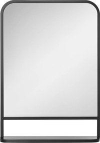 HOMCOM Nástěnné zrcadlo s policí 70x50cm moderní elegantní obdélníkové černé do obývacího pokoje a předsíně | Aosom.de
