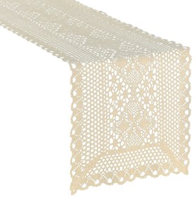 EUROFIRANY AŽUROVÝ BĚHOUN NA STŮL MEGGY 32X180 CM SVĚTLEBÉŽOVÝ