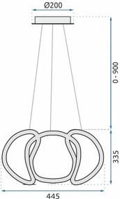Toolight Moderní závěsná stropní lampa LED + dálkový ovladač CHROME APP385-CP