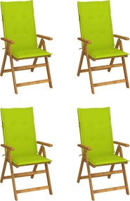 vidaXL Zahradní polohovací židle s poduškami 4 ks masivní akácie [3065354] Barva: Červená