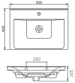 Aqualine, SAVA 55 nábytkové umyvadlo 55x46x16,5 cm, 2055