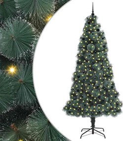 Umělý předsvětelný vánoční stromeček se sadou koulí Zelená PET 3396191