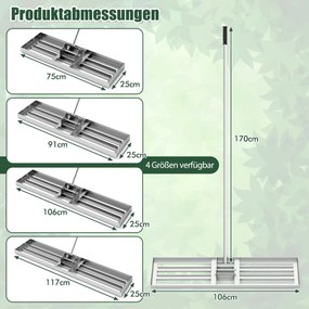 Costway Urovnávací hrábě s ergonomickou rukojetí, robustní nářadí na trávu