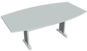 Stůl jednací sud 200 cm - Hobis Cross CJ 200 Dekor stolové desky: šedá, Dekor lamino podnože: šedá, Barva nohou: Stříbrná