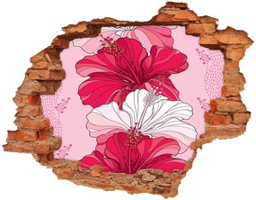 Wallmuralia Nálepka 3D díra na zeď Hawajské květiny 90x70 cm