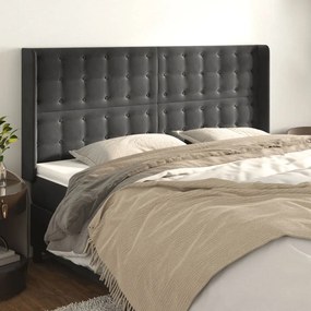 Čelo postele typu ušák tmavě šedé 183x16x118/128 cm samet 3120075