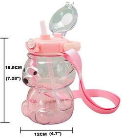 Flamenco Mystique Růžová láhev na vodu s úchopem SWEET BEAR 1000 ML BD27