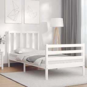 vidaXL Rám postele s čelem 90 x 200 cm masivní dřevo [3193844] Barva: Bílá