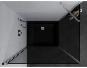 Mexen Pretoria sprchový kout s otočnými dveřmi 70 x 110 cm, grafitově černá, Chromovaná + vanička do sprchového kouta Flat, Čern