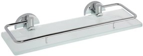 Sapho Sapho, X-ROUND E polička skleněná s výklopnou hrazdou 300x130mm, mléčné sklo, chrom, XR607