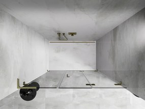 Mexen Lunar-F, L pravé sklápěcí sprchové dveře 110 cm, 8mm čiré sklo, zlatý matný profil, 836SL-110-050-55-00-P