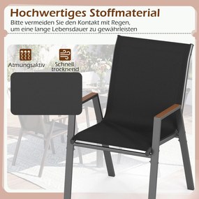 Costway Sada 6 zahradních židlí stohovací židle s vysokým