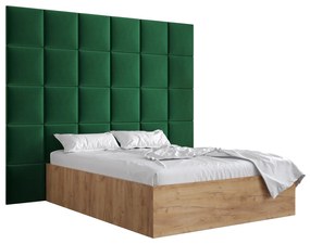 Manželská postel s čalouněným čelem 160 cm Brittany 3 (dub craft zlatý + zelená) (s roštem). 1046001