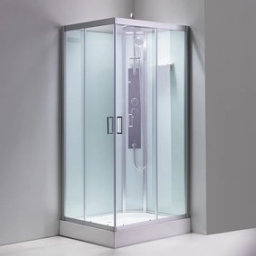 BPS-koupelny Hydromasážní box HYD-AL100 levý, 100x80 cm, kartáčovaný chrom/transparent