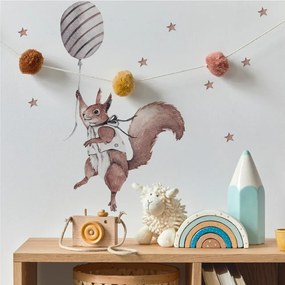 Gario Dětská nálepka na zeď Party animals - veverka s balonem