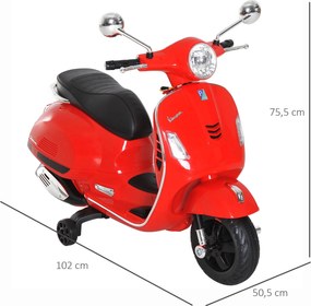 HOMCOM Elektrická Motorka pro Děti 3-6 Let s Licencí VESPA - Akumulátorová Motorka pro Děti s Hudbou, Rychlostí 2-3 km/h a Klaksonem, Nosnost 25 kg, …