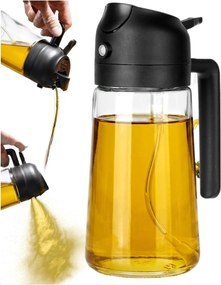 VILDE Skleněný rozprašovač a dávkovač na olej 2v1 450ml - čiré sklo
