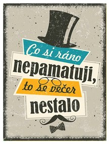Retro plechové cedule Plechová cedule Co si ráno nepamatuji, to se večer nestalo BU30035